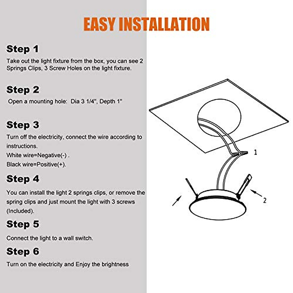 Facon 4.5Inch LED 12V RV Puck Light, Full Aluminum Recessed Mount Down Light, DLFST4-008, 12Volts Interior Light for RV Motor-Homes Camper Caravan Trailer Boat (3400K Warm White Light)