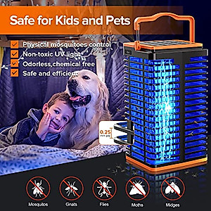 Solar Bug Zapper for Outdoor Indoor, Cordless & Rechargeable Mosquito Zapper with Reading Lamp, 4200V High Powered Mosquito Killer Insect Fly Trap Equipped 4000mAh Battery for Home, Patio, Camping