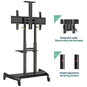 NB North Bayou Mobile TV Cart TV Stand with Wheels for 55" - 80" Inch LCD LED OLED Plasma Flat Panel Screens up to 200lbs AVA1800-70-1P (Black)