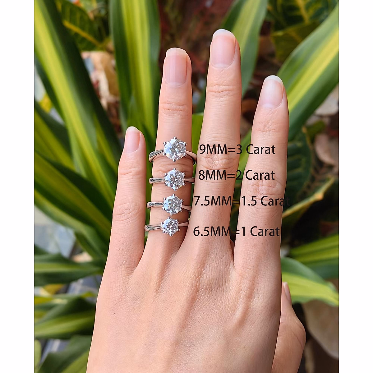 DovEggs Solitaire Moissanite Engagement Rings for Women 3ct 9mm GHI Color Heart Arrows Cut Moissanite Wedding Rings Classic Women`s Engagement Anniversary Ring 14K Gold QUALITY Sterling Silver(9)