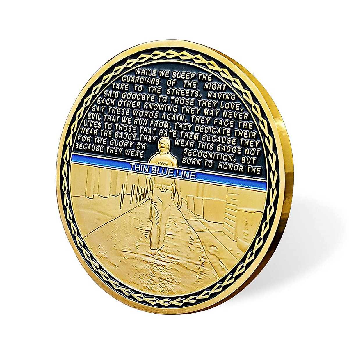 US Police Challenge Coin Thin Blue Line Prayer for Spartan Warrior Commemorative Collection