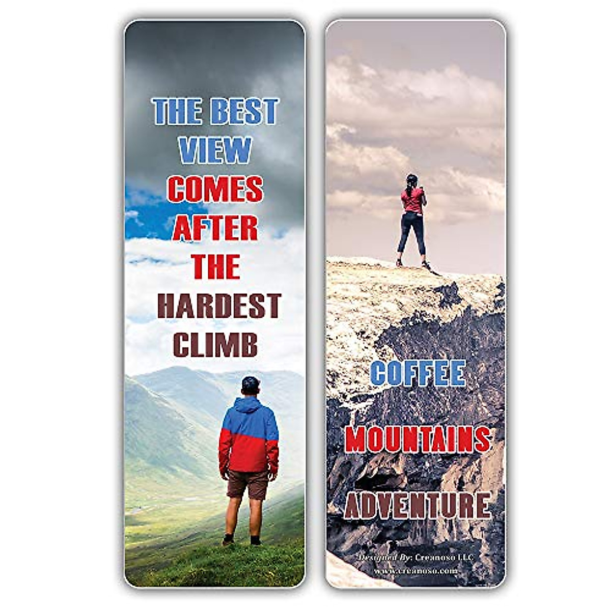 Creanoso Inspiring Rock Climbing Sayings (12-Pack) – Six Assorted Quality Bookmarker Cards Bulk Set – Premium Gift for Climbers, Professionals, Men & Women, Adults – Adventure Giveaway Ideas