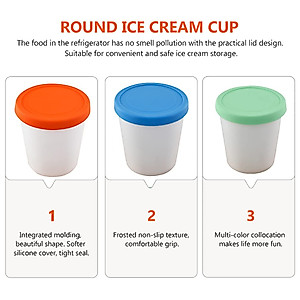 Angoily 4pcs Ice Cream Containers with Silicone Lids Freezer Food Storage Containers Tubs Dessert Container Leakproof Ice Cream Pint Cup For Homemade Ice Cream (3.14X2.63 Inch)