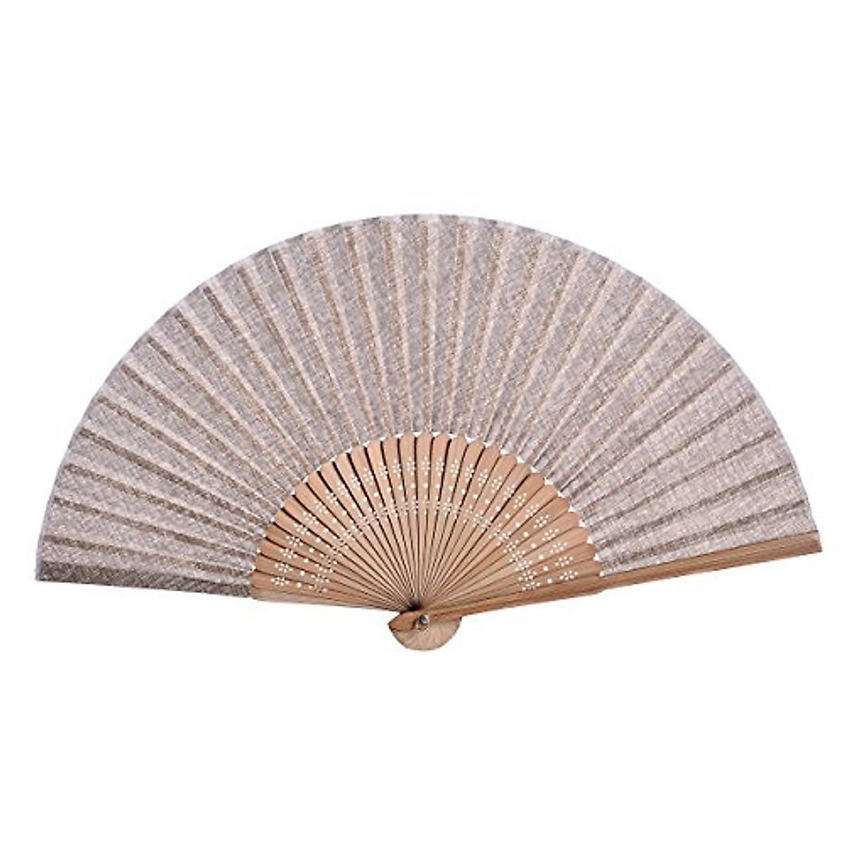 Salutto Hand Fan with Beautiful Fabric Printed (Coffee)
