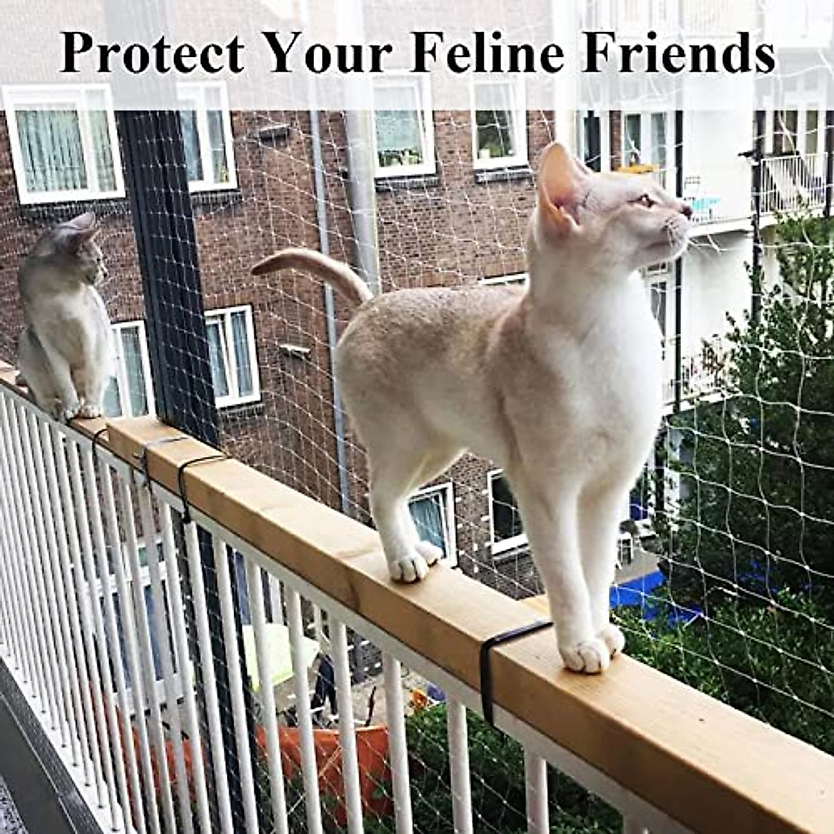 Cat Balcony Net 10 x 30 Feet Cat Netting Safety Netting Anti-Fall Netting Dog Fence Nets Nylon Deck Netting Pet Mesh Fence Child Safety Screen Protection for Balcony Window Stairs Railing