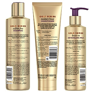 Pantene, Shampoo, Conditioner, and Detangling Milk Hair Treatment Kit, with Argan Oil, Sulfate Free, Pro-V Gold Series, for Natural and Curly Textured Hair