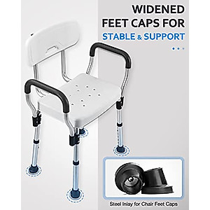 Sangohe Shower Chair for Inside Shower, Heavy Duty Shower Seat with Back, Shower Chair for Bathtub with Arms for Handicap, Shower Seats for Elderly with Bath Ball and Wall-Mount Handle, 796C-B