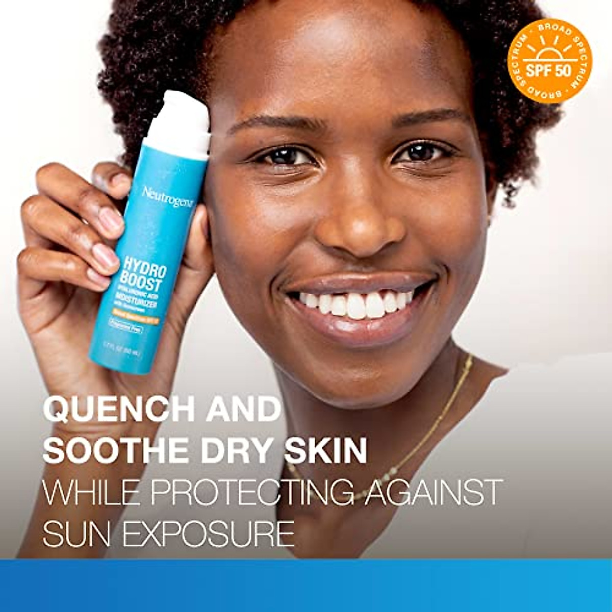 Neutrogena Hydro Boost Hyaluronic Acid Facial Moisturizer with Broad Spectrum SPF 50 Sunscreen, Daily Water Gel Face Moisturizer to Hydrate & Soothe Dry Skin, Fragrance-Free, 1.7 fl. oz