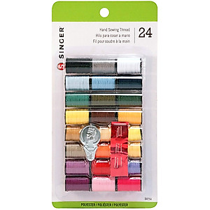 SINGER 00264 Polyester Hand Sewing Thread, Assorted Colors, 24 Mini-Spools