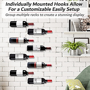 Wall Mount Wine Rack Holds 8 Bottles for Wall Hanging Wine Racks Organizer with Screws Display Simple Storage Wall Organization for Wine or Spirits Hanger Dining Room Kitchen Horizontal