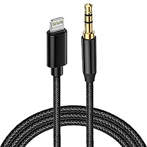 Enbiawit Lightning to 3.5mm AUX Stereo Audio Cable, Nylon Aux Cord Adapter for Car Compatible with iPhone 14/13/12/11/XS/XR/X/8/7/iPad to Speaker/Home Stereo/Headphone,Support All iOS