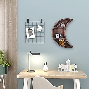 ELIAUK Floating Moon Wooden Shelves Reversible Crescent Moon Shelf,Home Wall Decor for Living Room Bedroom…