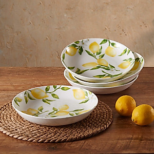 Mikasa Lemons Set Of 4 Pasta Bowls, 8.5 Inch,20 fl oz