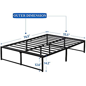 VECELO 14" Platform Bed Frame/Mattress Foundation/No Box Spring needed/Steel Slat Support (Full Size), Black