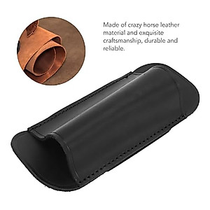 Alomejor Horizontal Knife Sheath Horse Leather Exquisite Craftsmanship Stylish Belt Holder Waist Pack Design for Outdoor Activities (Black)