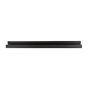 Kate and Laurel Levie Wood Floating Wall Shelf Picture Frame Holder Ledge, Black