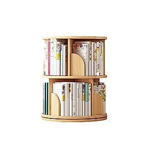 Generic 360 ° Rotating Bookshelf, Floor to Ceiling Picture Book Shelf, Simple Bookshelf, Home Storage Bookshelf, Student Storage Bookshelf, Large Capacity Bookshelf, (Two Layers of Shallow Walnut)