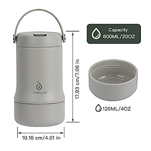 Ideus 20 oz Insulated Food Jar, Stainless Steel Vacuum Thermal Lunch Box Soup Thermoses with Folding Spoon, Leakproof Food Container for School Office Picnic Travel Camping, Black