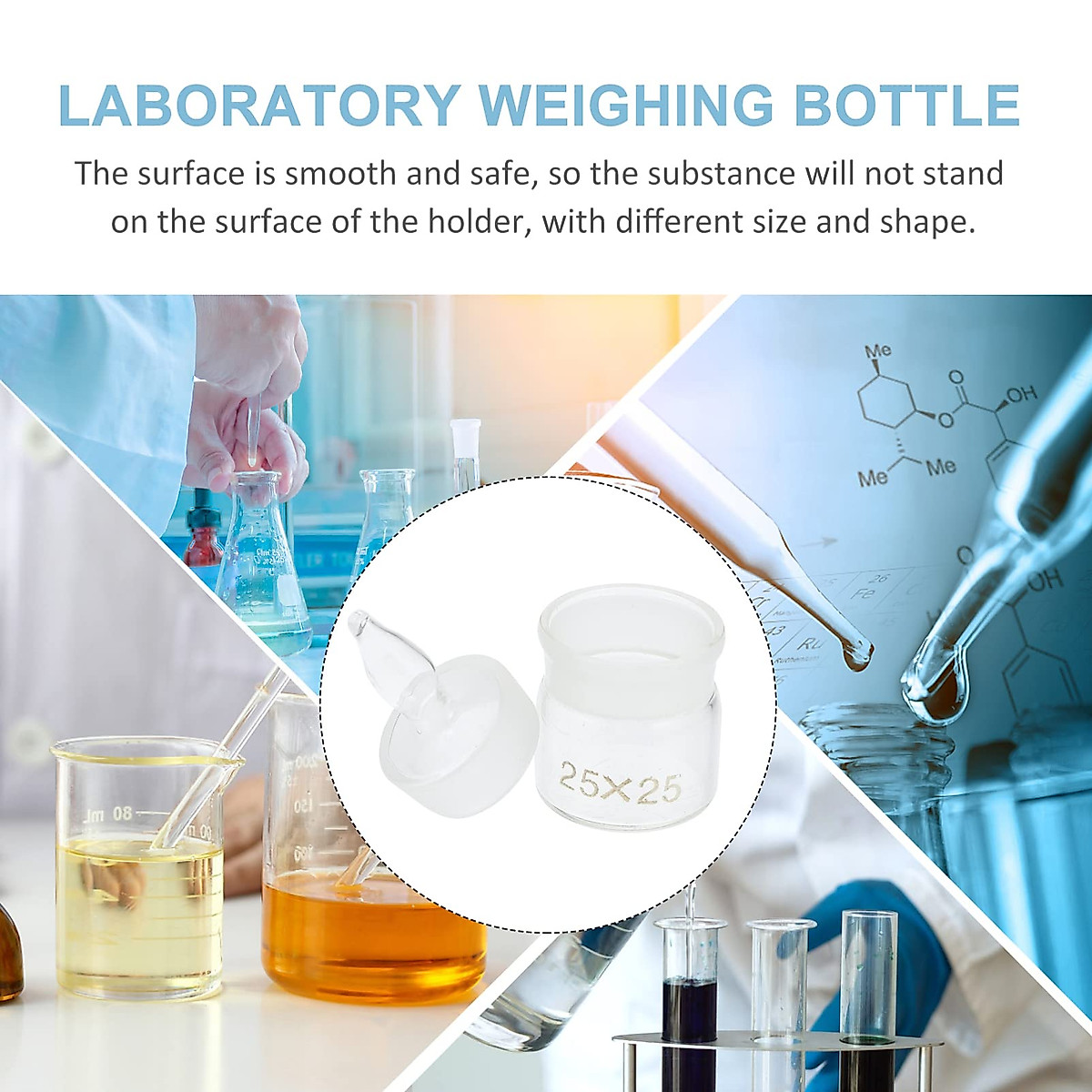 POPETPOP Laboratory Sampling Glass Weighing Bottle: 5pcs Clear Specific Gravity Bottles Equipment Laboratory Supply Weighing Holder Iwith Interchangeable Ground Stopper