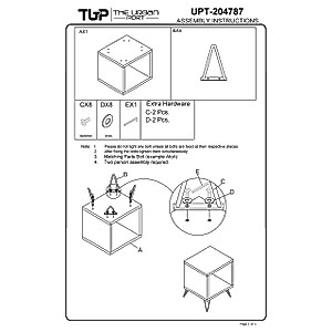 TUP THE URBAN PORT 22 Inch Textured Cube Shape Wooden Nightstand with Angular Legs, Brown and Black
