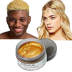 Temporary Hair Color Wax Dye,Hair Spray Color, Gold Hair Wax Color, Kids Temporay Hair Wax Dye Ash for Halloween Cosplay,Party,Masquerade (Gold, 120g)