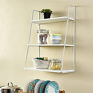 WELLAND 3-Tier Display Wall Shelf Storage Rack Wall Rack Holder Rack (3-Tier, White)
