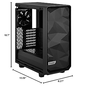 Fractal Design Meshify 2 Compact Black ATX Flexible High-Airflow Light Tinted Tempered Glass Window Mid Tower Computer Case