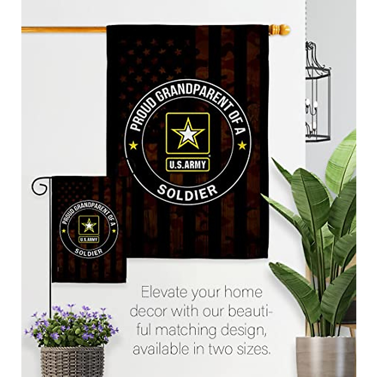 US MILITARY Army Proud Grandparent Soldier Armed Forces Double-Sided Lawn Decoration Gift House Garden Yard Banner United State American Military Veteran, 12" x 18.5 Made in USA