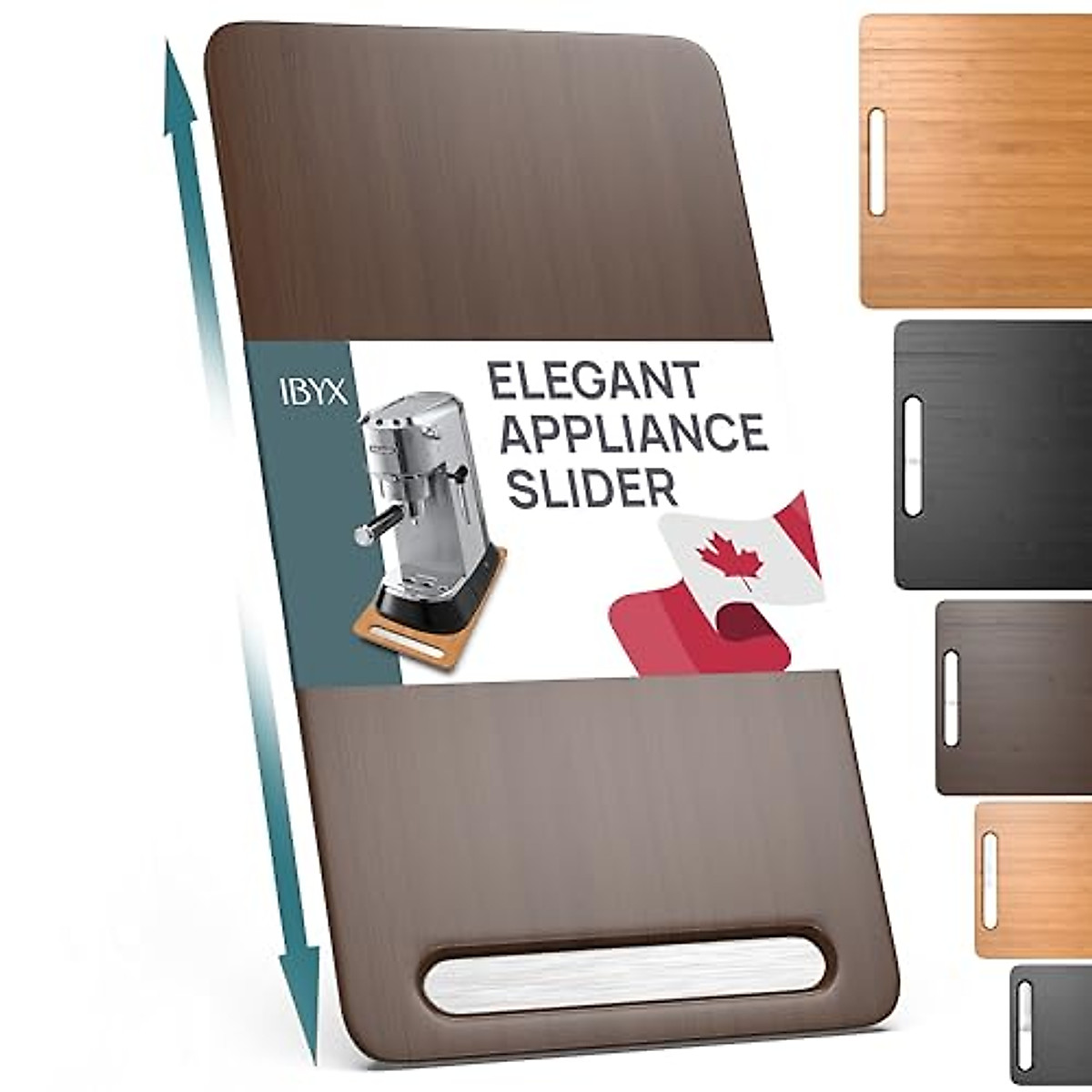 Ibyx Elegant Sliding Tray for Your Coffee Maker & Heavy Kitchen Appliances - Sturdy, Slides Easily from Under The Cabinet (Brown, 7.5”W x 14.5”D)