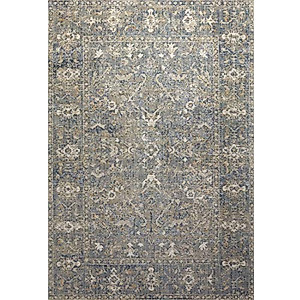 Loloi Chris Loves Julia Rosemarie 7'-10" x 10' Area Rug in Sand/Lagoon - Classic No-Shed Area Rug, Soft Living Room Rug, Antique Inspired Modern Rug for Living Area, Bedroom, Dining Room