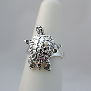 FashionJunkie4Life Sterling Silver Turtle Ring, Sizes 6-9, Tortoise Rings (9)
