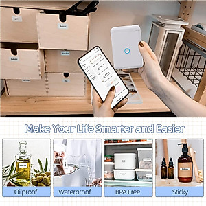 FOUAVRTEL Label Maker Machine with Tape D110 Portable Wireless Bluetooth Label Printer Direct Thermal Printer Rechargeable Labeler Handheld with Multiple Templates Inkless Office Home