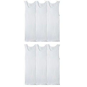 Fruit of the Loom Men's Sleeveless Tank A-Shirt, Tag Free & Moisture Wicking, Ribbed Stretch Fabric, Big Man-6 Pack-White, 4X-Large