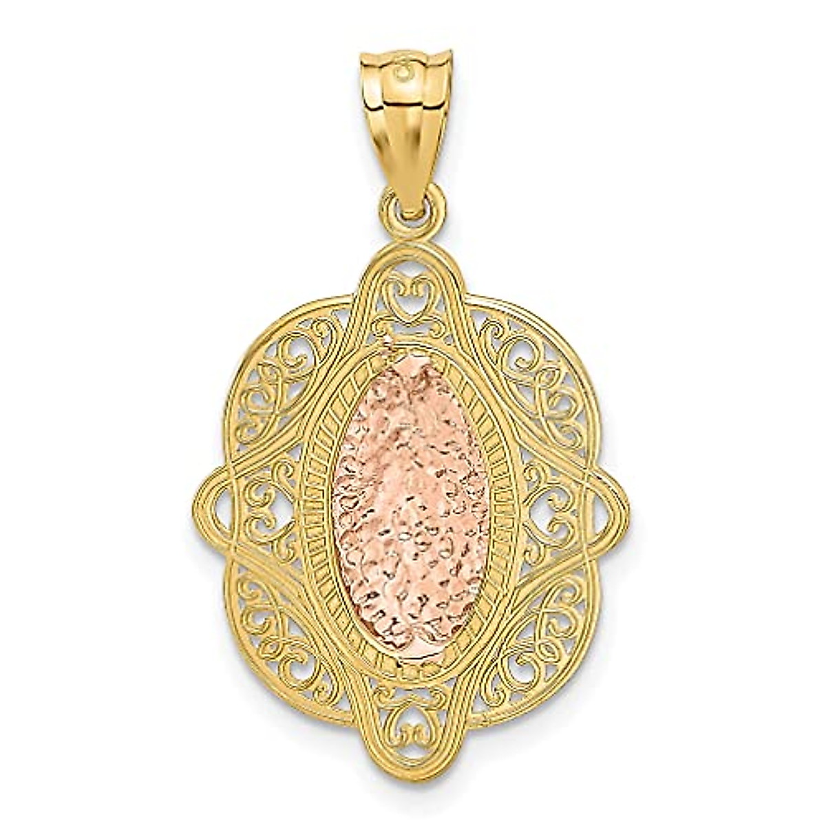 IceCarats 14K Two Tone Gold Rose Our Lady of Guadalupe Virgin Mary Necklace Virgencita Maria Rosa Pendant Catholic Christian Holy Mother Medallion Charm Only