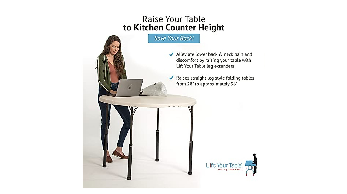 Lift Your Table® Folding Table Risers - Easy Height Extension