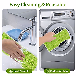 Gudotra 6 Pack Mop Pad Refills Compatible with Shark Vacmop Hardwood Floor Vacuum Mops VM252 VM251 VM200 VM200C VM190 VM252C QM250 VM250 VC205 Reusable Wet and Dry Vacmop Pads Green