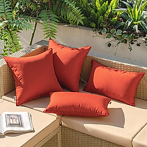 MIULEE Pack of 2 Decorative Outdoor Waterproof Pillow Covers Square Garden Cushion Sham Throw Pillowcase Shell for Fall Patio Tent Couch 18x18 Inch Burnt Brick