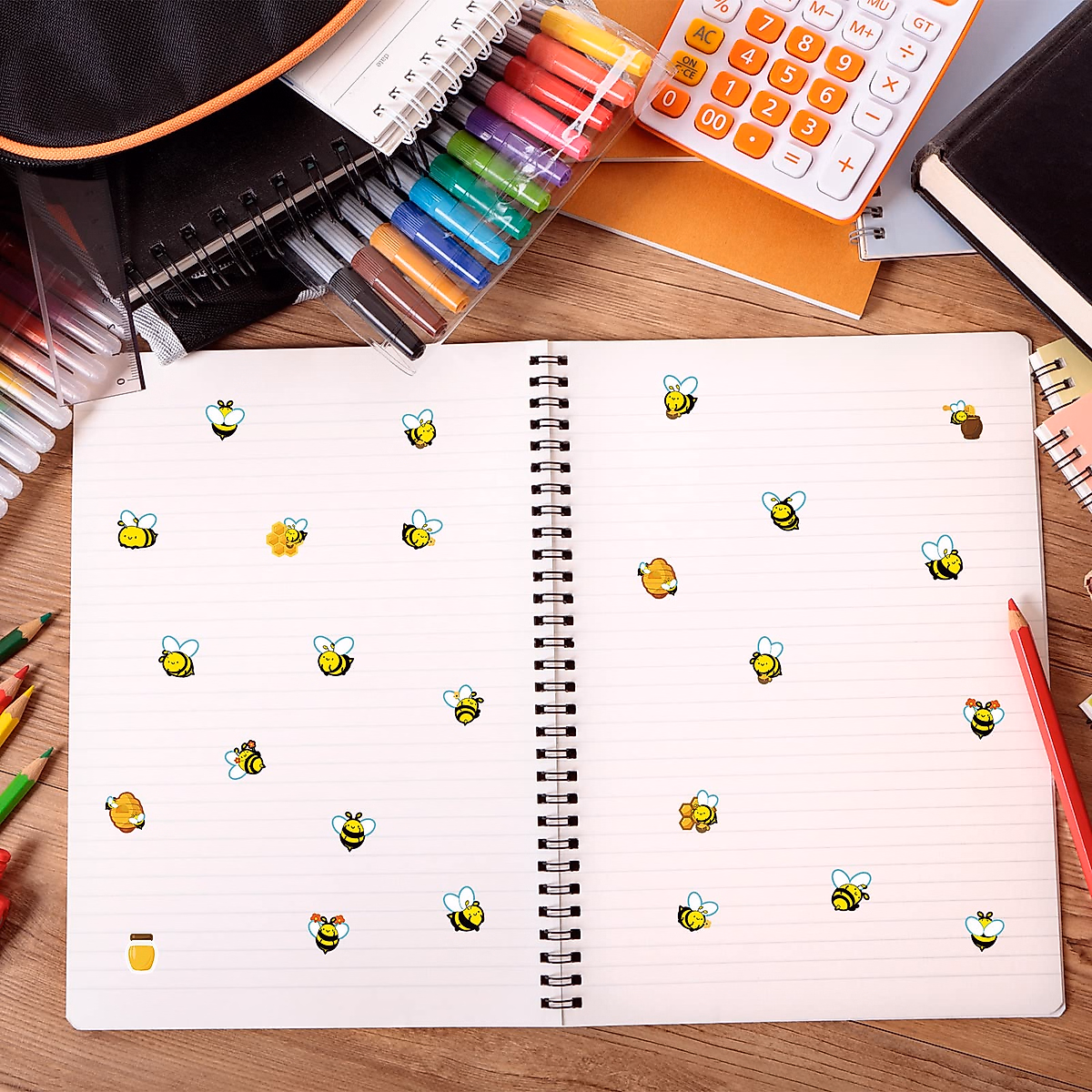 500 Pieces Bee Theme Stickers for Kids Classroom Decoration Cute Honey Bee Theme Stickers Summer Waterproof Bee Theme Stickers for Teachers for Summer Bee Theme Party Classroom Supplies, 20 Styles