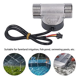 Water Flow Meter Flowmeter, Water Flow Counter Flow Sensor Counter Sensor Stainless Steel for Pool Fish Pond 3.5‑24V DC