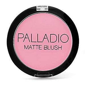 Palladio Matte Blush, Brushes onto Cheeks Smoothly, Soft Matte Look and Even Finish, Flawless Velvety Coverage, Effortless Blending Makeup, Flatters the Face, Convenient Compact, Berry Pink