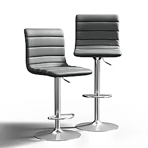 NicBex Swivel Bar Stools Modern PU Leather Adjustable Barstools, Kitchen Island Counter Bar Stools Set of 2,(Grey Color)
