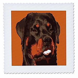 20x20 inch Quilt Square - Cartoon Style Nerdy Rottie Sticking Tongue Out Vector Art - Rottweiler