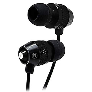 Bastex Universal Earphone/Ear Buds 3.5mm Stereo Headphones in-Ear Tangle Free Cable with Built-in Microphone Earbuds for iPhone iPod iPad Samsung Android Mp3 Mp4 and More-Black/Black