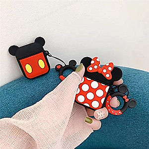 ZAHIUS Airpods Silicone Case Cool Cover Compatible for Apple Airpods 1&2 [Cartoon Series][Designed for Kids Girl and Boys](2Pack Minnie/Mickey)