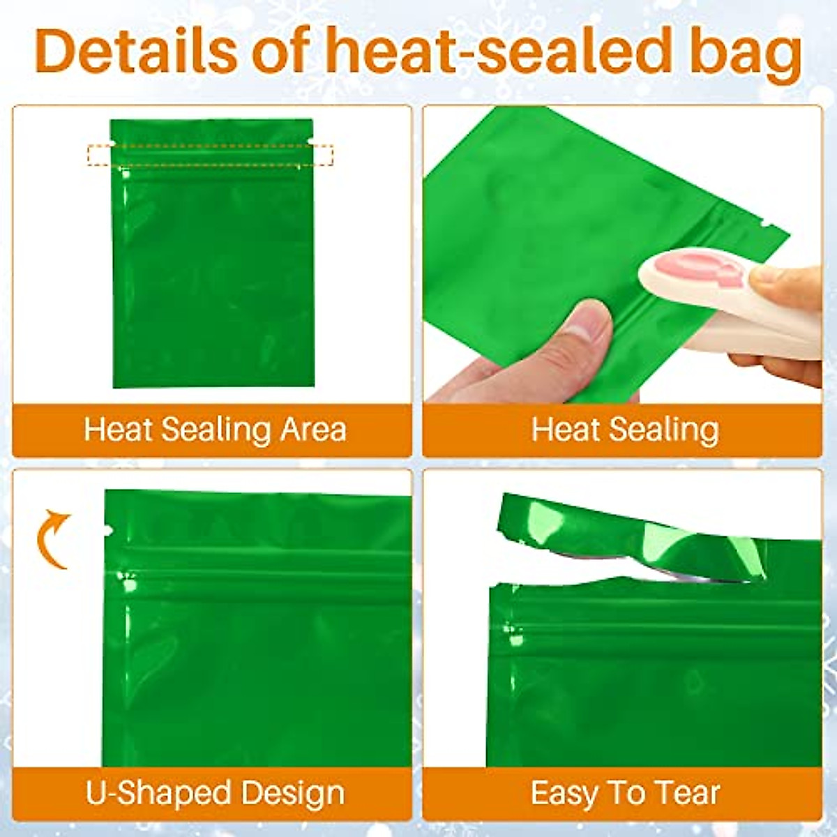 Wankko 100 Pcs Premium Smell Proof Double-Sided Color Mylar Foil Flat Heat Sealable Sample Ziplock Bag 7.5x10cm