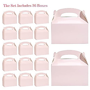 36 Pack Blush Pink Treat Boxes Gable Boxes Party Favor Boxes Paper Gift Boxes for Baby Shower, Birthday, Wedding Party 6.18 x 3.58 x 3.38 Inches (Baby Pink)