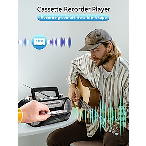 Cassette Player AM FM Radio Boombox: Retro Portable Cassette Tape Player and Recorder with Dual Stereo Speaker,Standard Earphone Jack,Cassette Boombox Powered by 4 D Cell Batteries Or AC Power