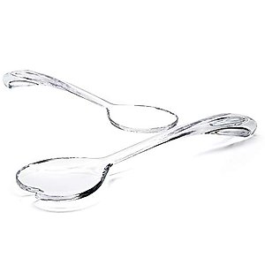 Srenta Clear Acrylic 2-in-1 Arc Salad Serving Tongs | BPA Free Plastic | Modern Salad Servers | Perfect Kitchen Tool For Catering, Buffet, Parties, Events, 2 Pcs