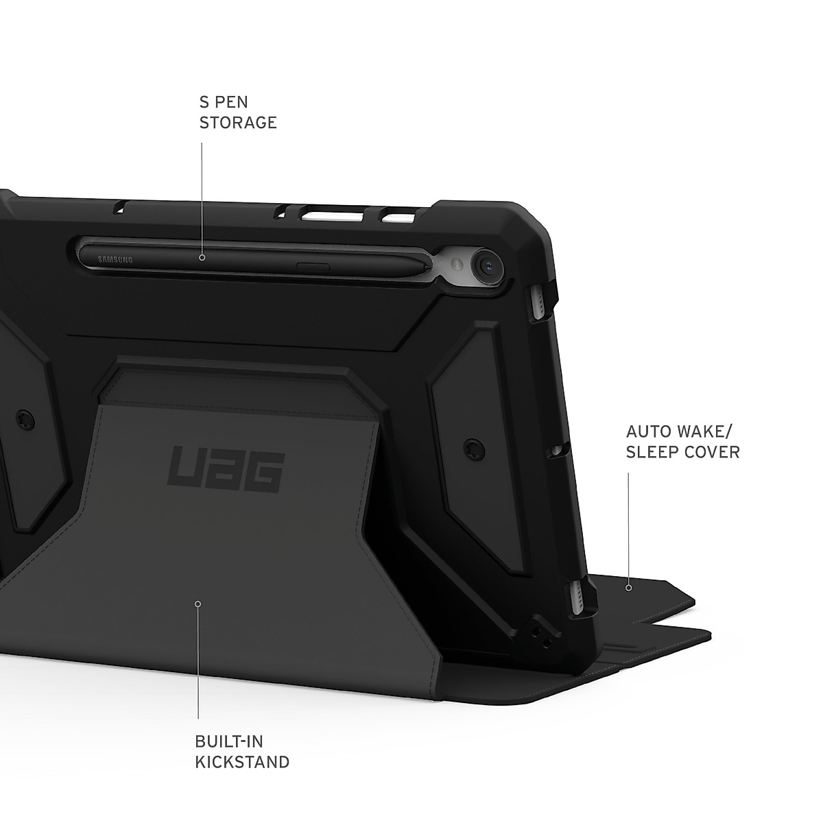 UAG Designed for Samsung Galaxy Tab S9 Case 11" 2023 SM-X710 Metropolis SE Black, Multi-Angle Kickstand Folio with Auto Wake/Sleep & S Pen Holder Rugged Protective Cover by URBAN ARMOR GEAR