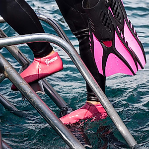 Seavenger Zephyr 3mm Neoprene Socks | Wetsuit Booties for Scuba Diving, Snorkeling, Swimming (Pink, Small)